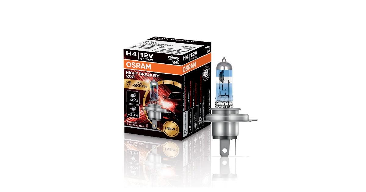 LAMPADA H4 OSRAM 12V 60/55W NIGHT BREAKER 200 1UND | MASTERSENSOR