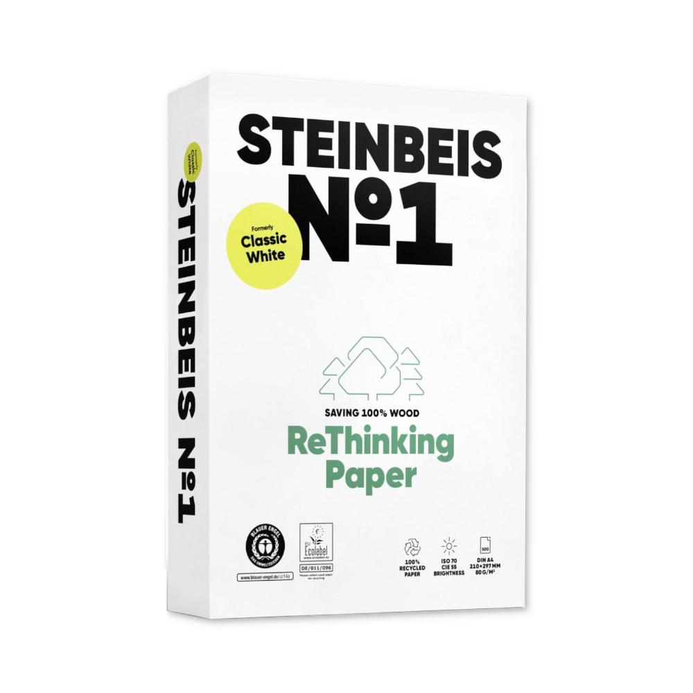 Papel 080gr Fotocopia A4 Reciclado Steinbeis 5x500fls Maxone